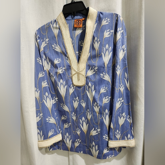 Tory Burch | Tops | Tory Burch Sequin Blue Sabrina Tunic Top 2 | Poshmark